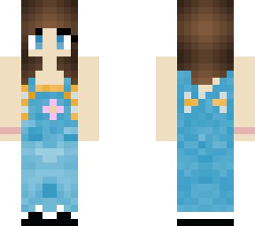 Short Brunette Haired Girl + Overalls | Minecraft Skin