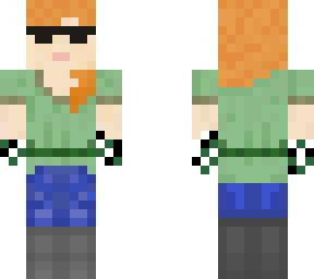 Glitch Alex With Blue Jeans and Glasses | Minecraft Skin