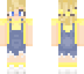 Cute Blonde girl with overalls | Minecraft Skin