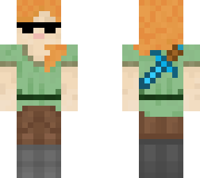 cool alex +diamond sword on back | Minecraft Skin