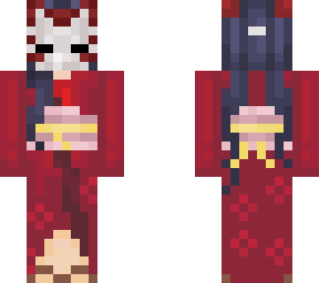 japanese kimono with fox mask (edited) | Minecraft Skin