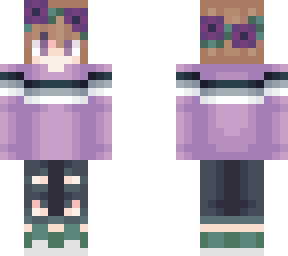 Flower crown boy with purple | Minecraft Skin
