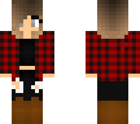 Girl with Short Hair and Red Flannel | Minecraft Skin