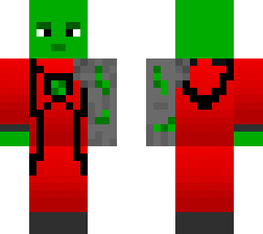 Green superhero with Metal Arm | Minecraft Skin