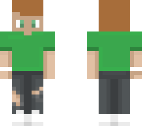Boy Black Ripped Jeans & Green Top | Minecraft Skin