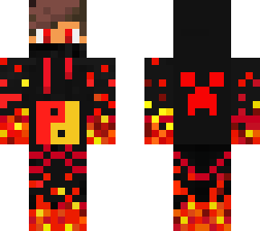 Fire Skin Flaming Legs and Arms With Gold and Red Ying Yang | Minecraft ...