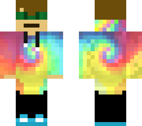 Boy in Tye Dye Hoodie with glasses | Minecraft Skin