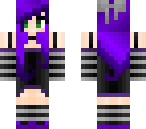 Purple Emo Goth Girl Green Eyes | Minecraft Skin