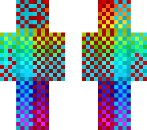 rainbow with half hot half cold chains | Minecraft Skin