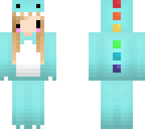 Cute girl in blue dinosaur onesie | Minecraft Skin