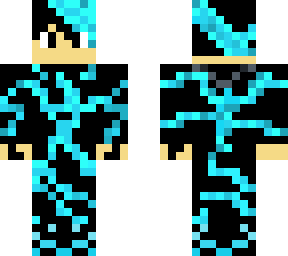 Cyan and Black Crystallized Suit | Minecraft Skin