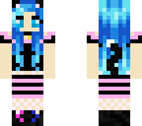 Blue hair cat grill :3 | Minecraft Skin