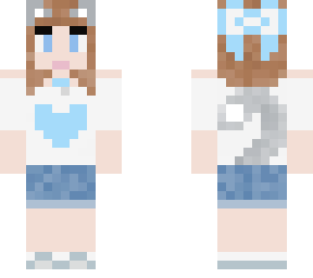 Cute Blue Neko Girl | Minecraft Skin