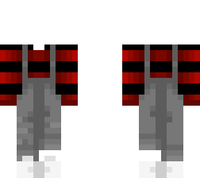 Black and Red Stripe OB - Gray overalls | Minecraft Skin