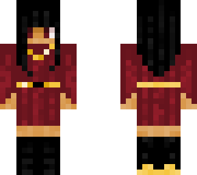 Girl Burgundy Dress Fringe Cut Hair | Minecraft Skin