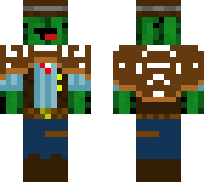 Poncho cowboy cactus with gamer gun | Minecraft Skin
