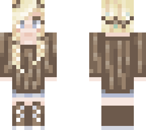 Girl With Braids And Uneven Wooden Laurel | Minecraft Skin