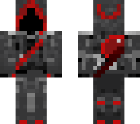BLACK HOOD WITH RED ACCENTS | Minecraft Skin
