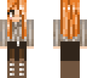 Girl Burgundy Dress Fringe Cut Hair | Minecraft Skin