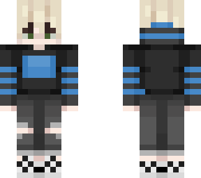 boy blonde blue hoodie blond checker green yellow | Minecraft Skins