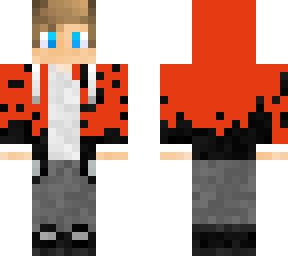 Red stained black hoodie | Minecraft Skin