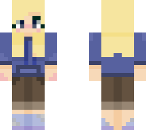 V2 Girl Blonde Blue Hood | Minecraft Skin