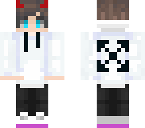 demon red horns with pink and white yeezys | Minecraft Skin