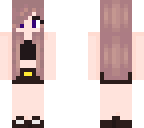 girl goth brown hair cute pretty all black | Minecraft Skins