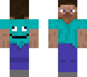 backwards steve w/ smiley on hat | Minecraft Skin