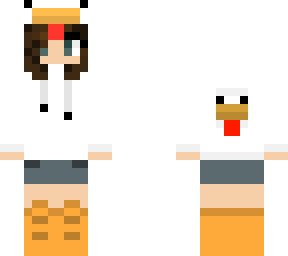 Dark Brown haired chiken girl | Minecraft Skin