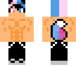 blue pink wolf boy with abbs | Minecraft Skin