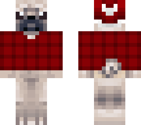 Christmas - Pug in Red flannel shirt and hat | Minecraft Skin