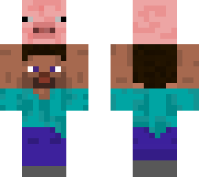 steve holding a pig | Minecraft Skin