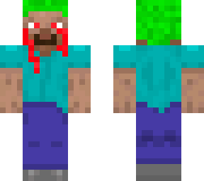 Green haired steve with bleeding eyes | Minecraft Skin