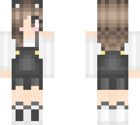 Panda Overall Girl, Shaved head | Minecraft Skin