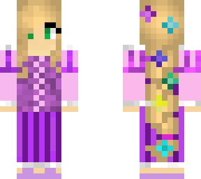 Rapunzel with braid and flowers | Minecraft Skin