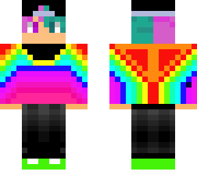 Rainbow neon boy | Minecraft Skin
