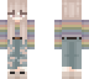 Cute Rainbow Ripped Jeans Girl Skin | Minecraft Skin