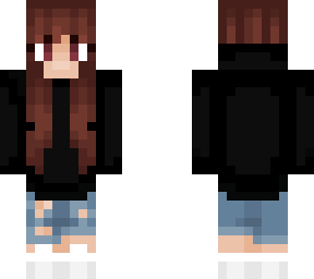 Cute girl in black hoodie | Minecraft Skin