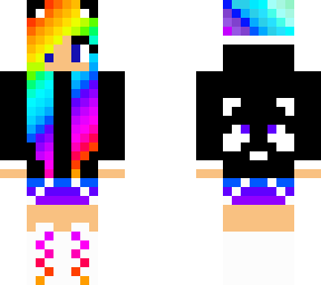 Rainbow Inverse Panda Hoddie | Minecraft Skin