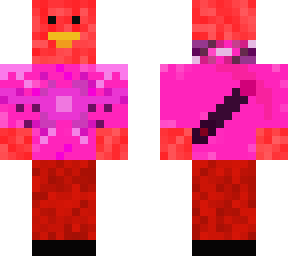 Red Duck Pickaxe on Back | Minecraft Skin