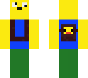 Derpy noob with a baby noob backpack | Minecraft Skin