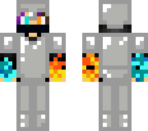 Skin Fire and Water avec armure en fer | Minecraft Skin