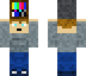 A dude holding an old school tv thats doin' static | Minecraft Skin
