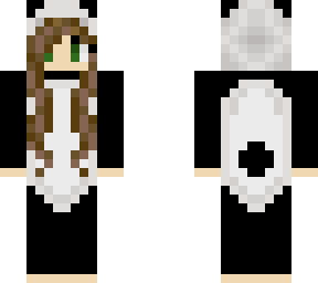 Brown Hair Green Eye Panda Girl | Minecraft Skin