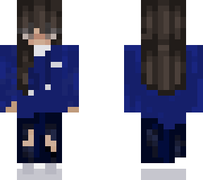 Girl with blue hoodie and black ripped jeans | Minecraft Skin