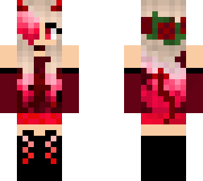 Red Devil girl with flower crown | Minecraft Skin