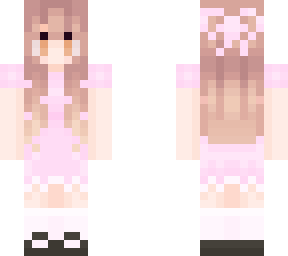 cute girl in pink dress | Minecraft Skin