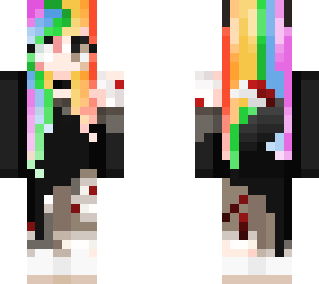Rainbow wolf girl (gore) | Minecraft Skin