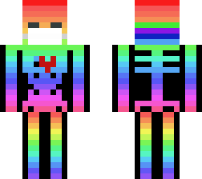 Cool Rainbow Skeleton | Minecraft Skin